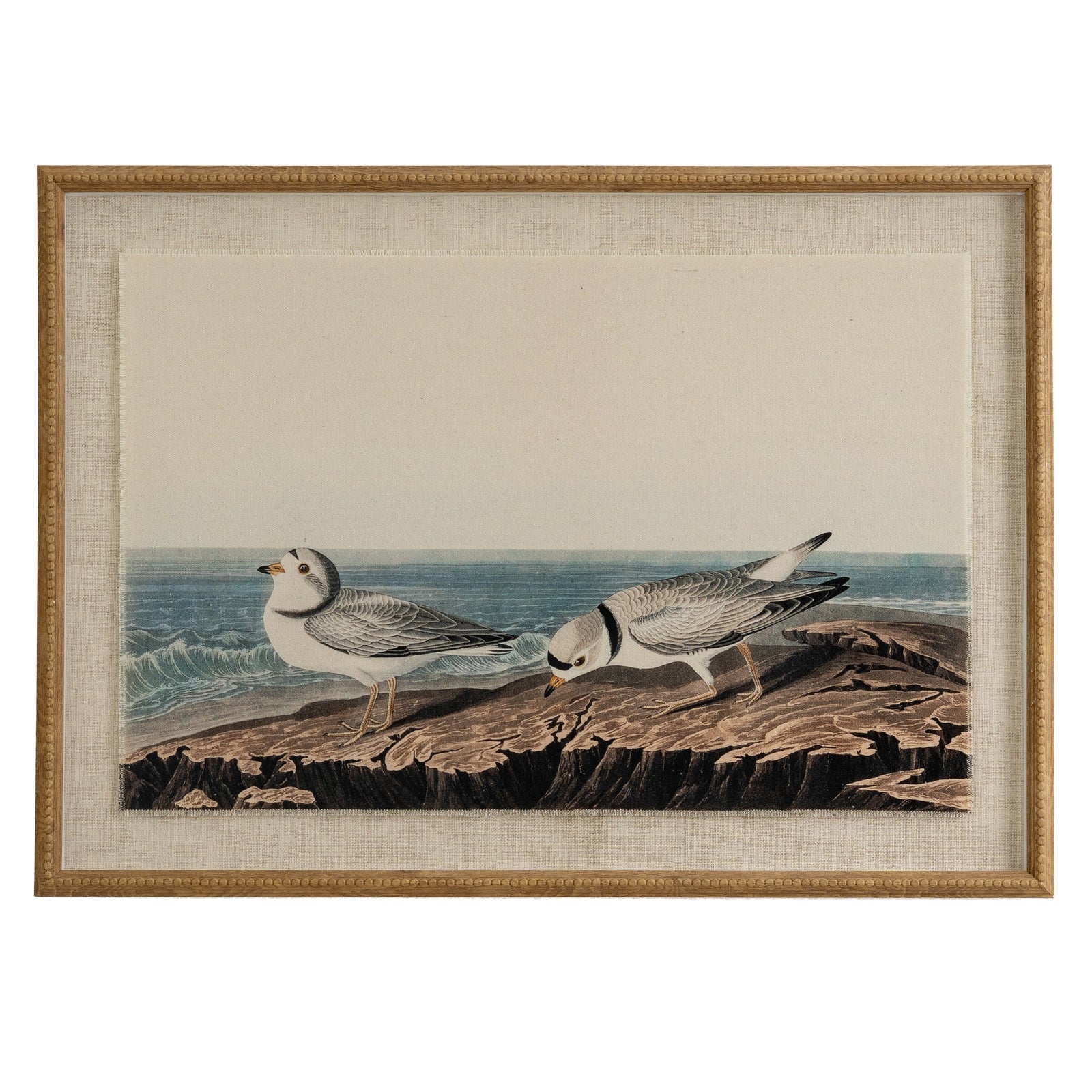Plovers On Linen Beaded Frame | Flora & Fauna Wall Art UK – Noble & Nook