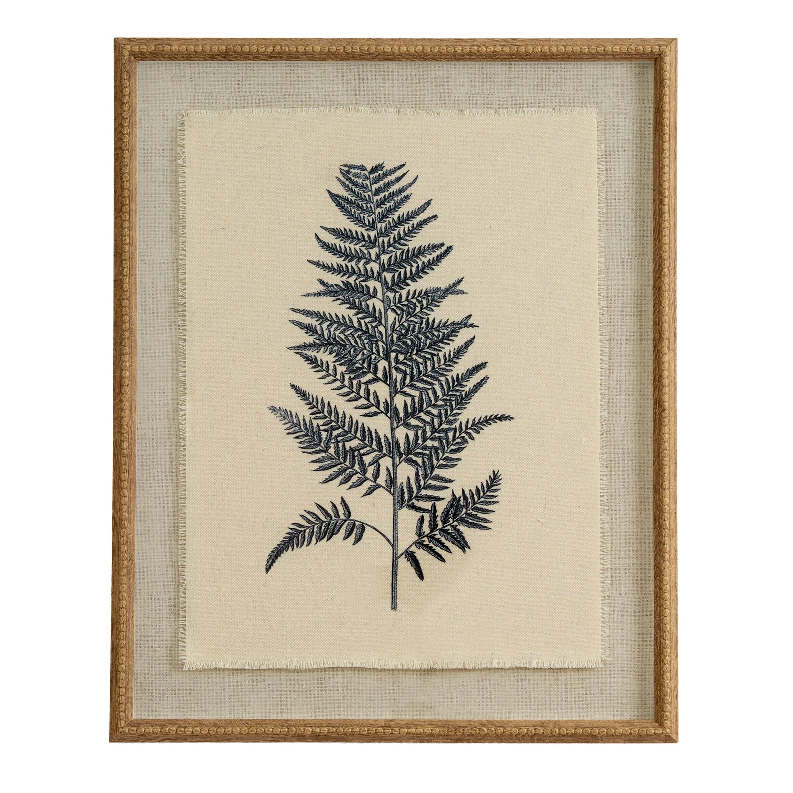 Beech Fern Botanical Linen Wall Art in Beaded Frame | Flora & Fauna UK ...
