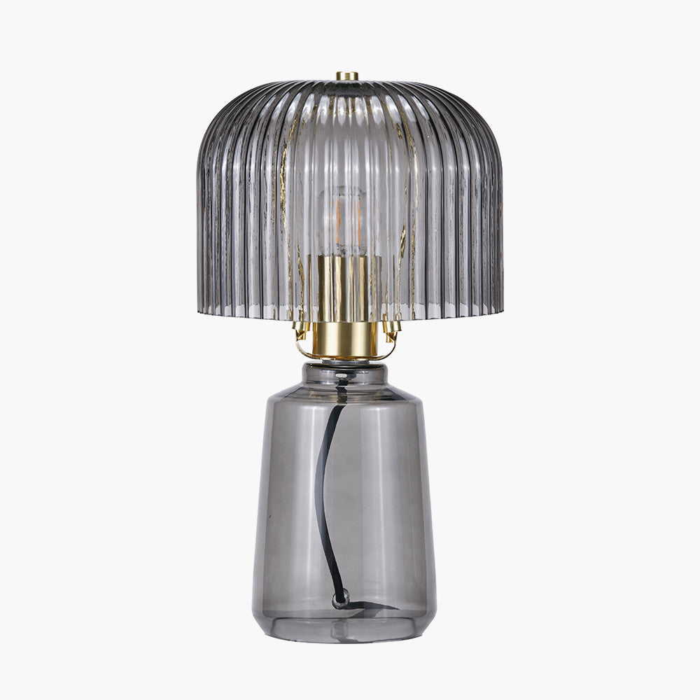Zandra Grey Ribbed Glass Table Lamp | Table Lamp | Noble & Nook