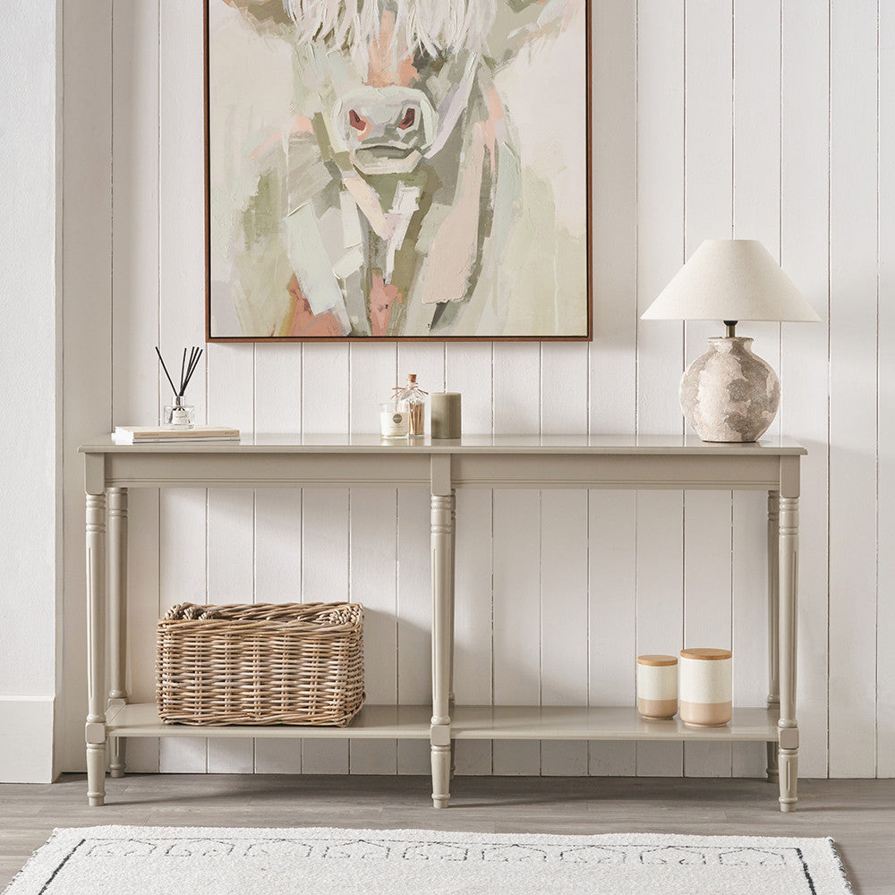Heritage Putty Pine Wood Large Console Table | Hallway Console UK ...